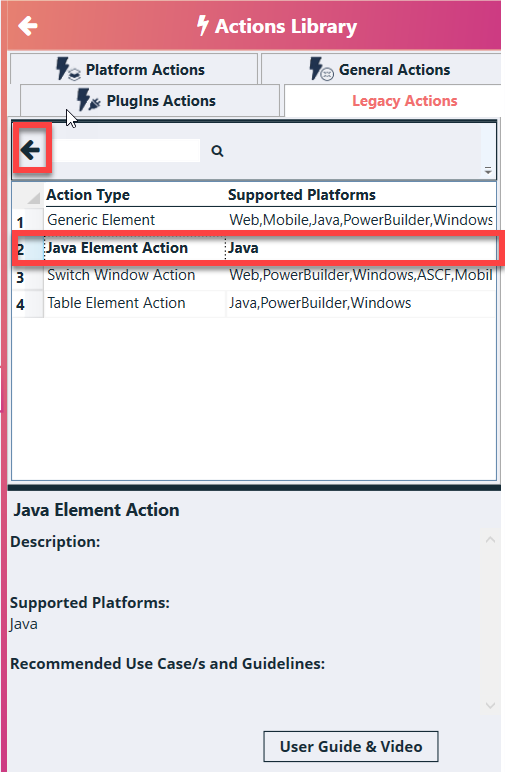 Java Element Action